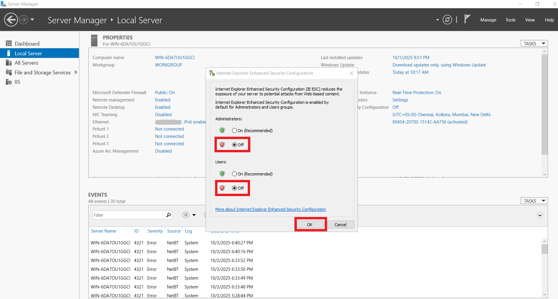 How to Turn Off IE Enhanced Security on Windows Server?
